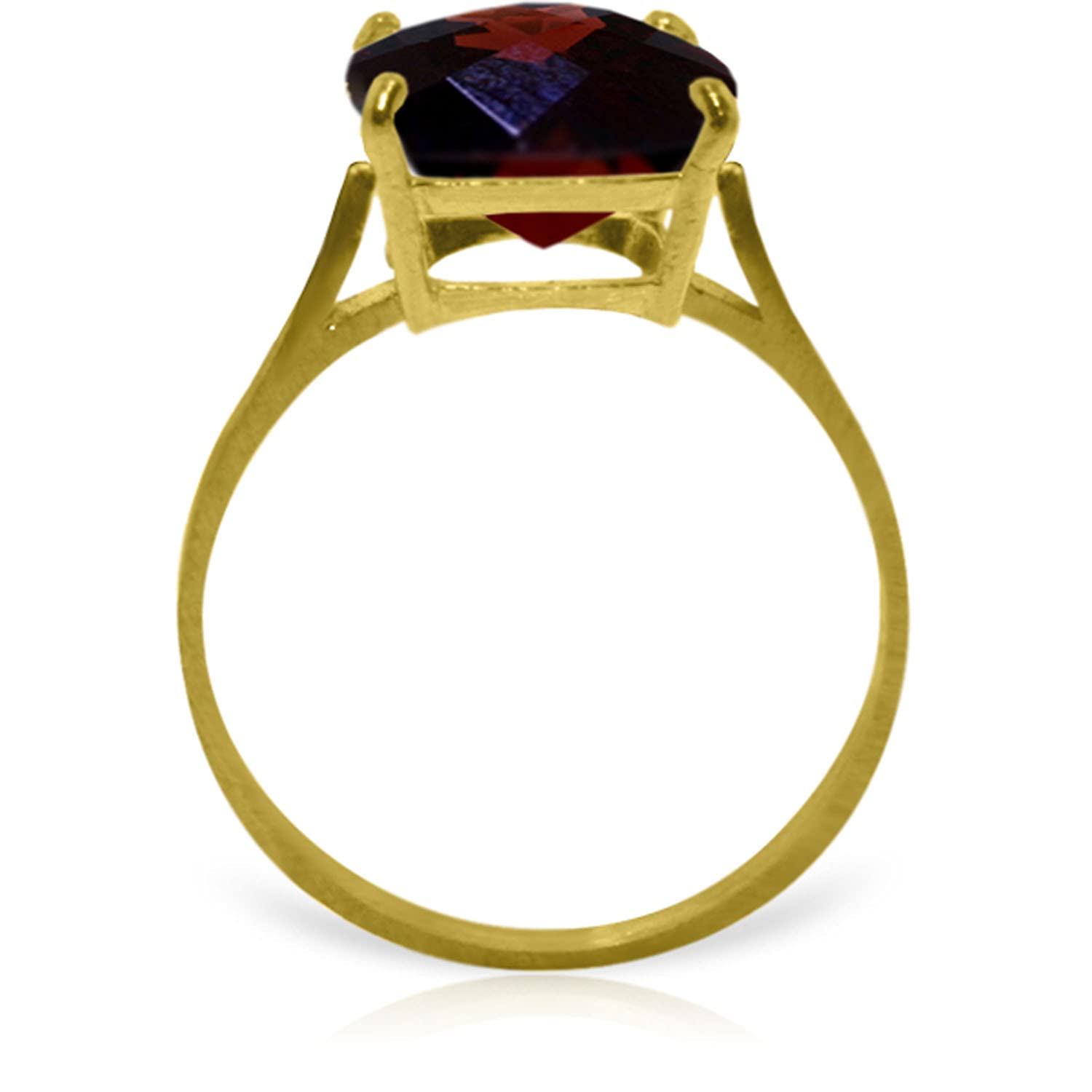 Galaxy Gold GG 14k Solid Yellow Gold Ring with Natural Checkerboard Cut Garnet - Size 5.5