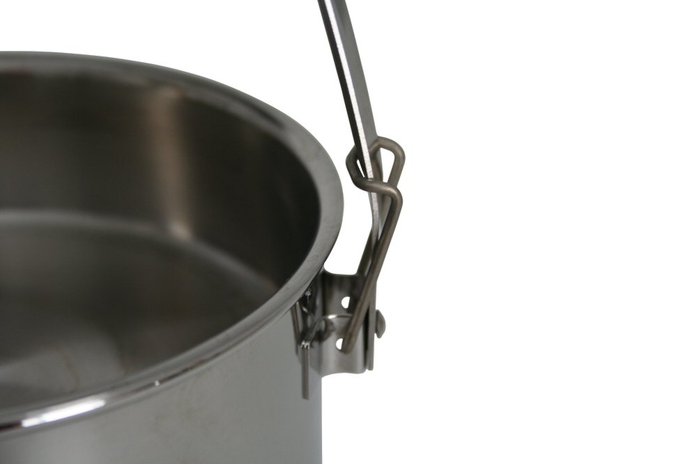 Firebox 2 Quart (5.5") Billy Can - Locking Bail Handle Bushcraft Camp Pot, SS Clips (Installed)