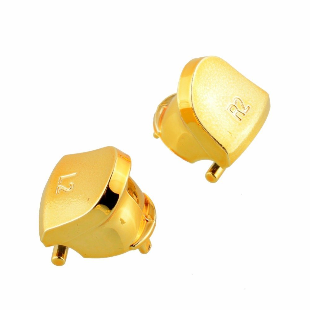 Full Buttons Mod Kits Chrome Gold Plating L1 L2 R1 R2 Replacement Full Trigger Buttons Kit for Sony Playstation 4 Ps4 Controller 4 (with 2 pcs Springs)