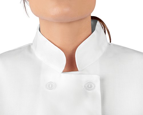 KNG 3/4 Sleeve White Chef Coat for Women - Ladies Fitted Chefs Jacket - M
