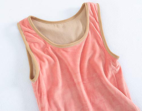 Flenwgo Womens Cotton Thermal Fleece Lined Underwear Tops Cami Tank Top Warm Base Layer Vest Khaki L/(Fit 120~145 lb)