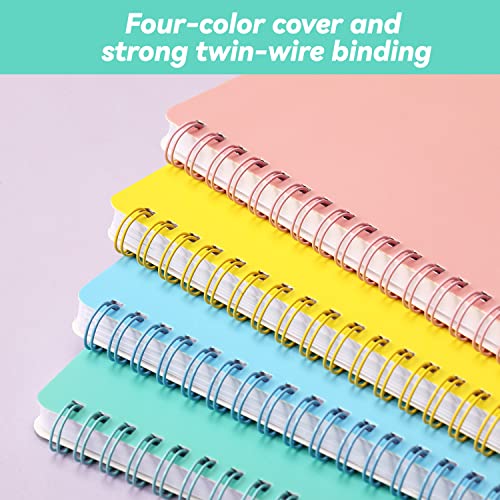 Spiral Notebook - 4 Pack Spiral Notebook, 5.6'' x 8.25'', 80 Sheets / 160 Pages Per Notebook, Spiral Notebook with Twin-Wire Binding, Journals for Women, College Ruled Notebooks with 4 Colors