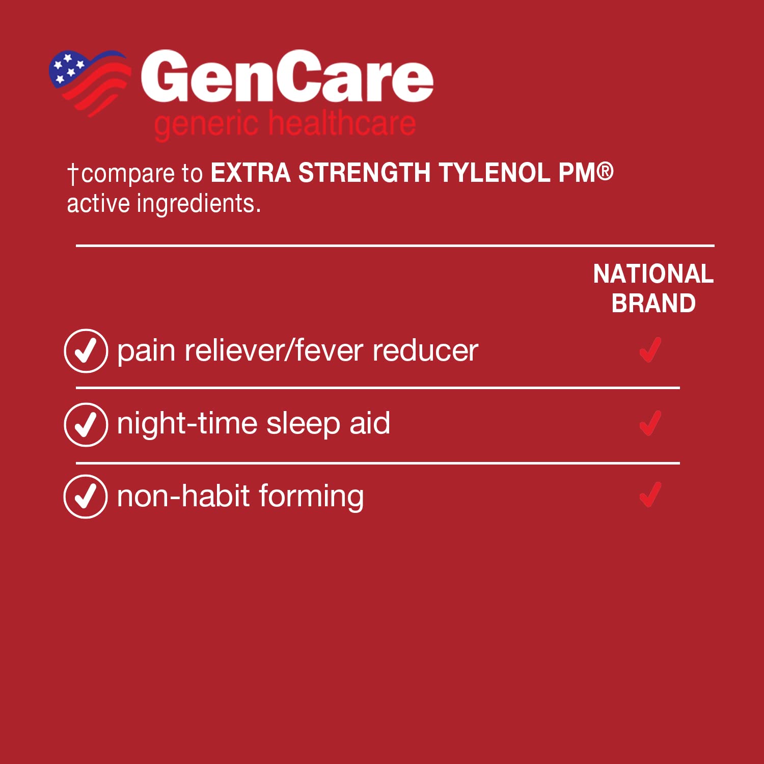 GenCare - Extra Strength Acetaminophen PM 500 mg (375 Tablets) | Value Saving Pain Relief & Sleep Aid for Adults | Works Fast & Non Habit Forming Headache Medicine | Helps with Aches & Joint Pain