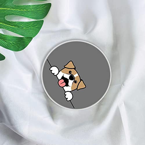 Fun Cup mat Circle Made by MDF Print Tongue Out Dog