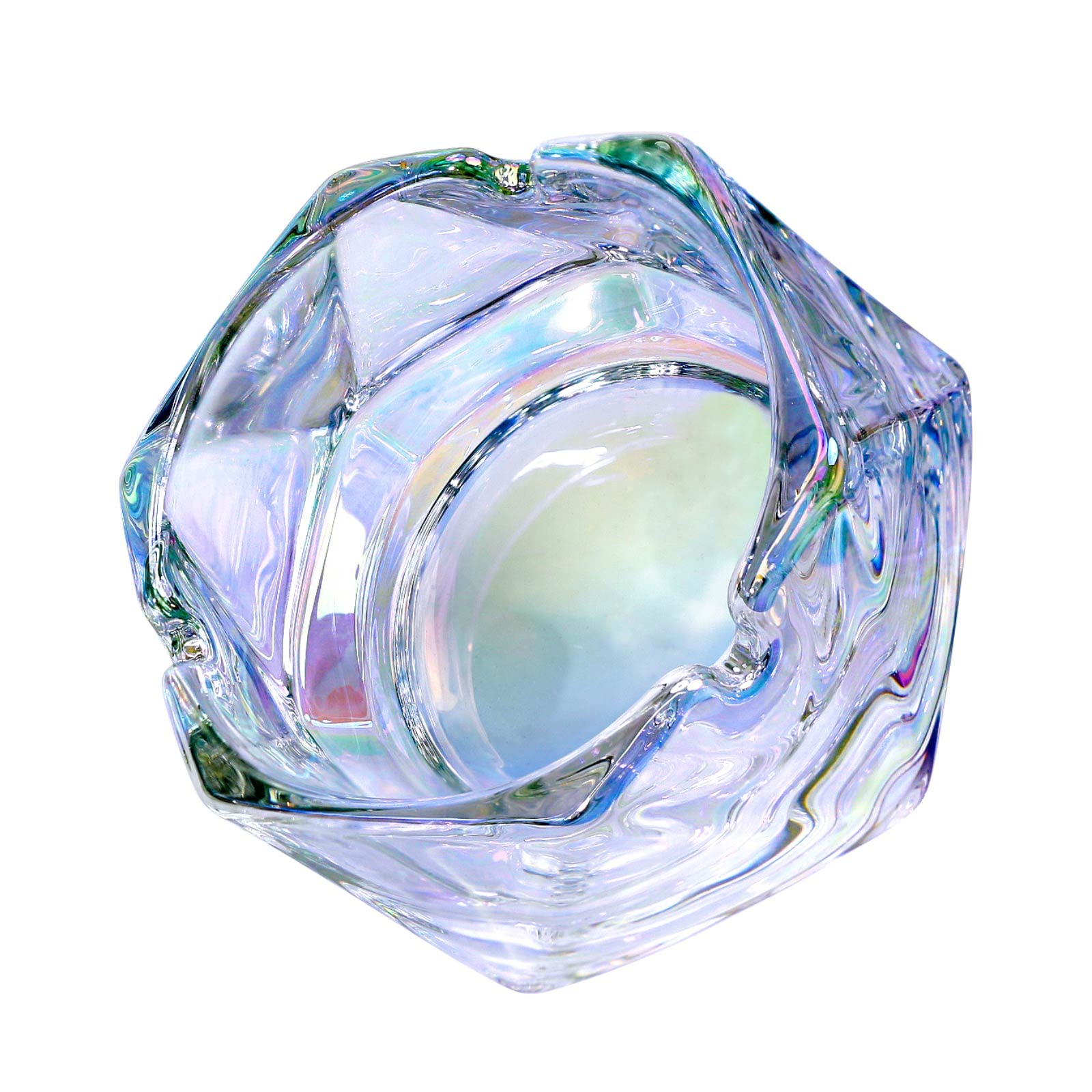 Glass Ashtray for Cigarettes, Tabletop Ashtray and Modern Decoration for Home Office Bar Restaurant Indoor Outdoor (Multicolored Middle Size)
