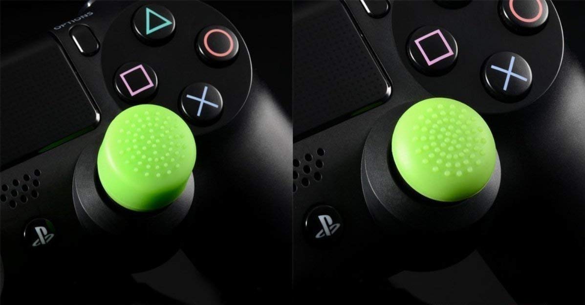 for PS5, PS4, PS3, Switch Pro, Xbox one, Xbox 360, Wii U, PS2 Controller Analog Stick Thumbsticks Joystick Cap Rubber Cover Silicone Thumb Grip Cap Joystick Thumbstick Replacement (Pack of 8 Green)