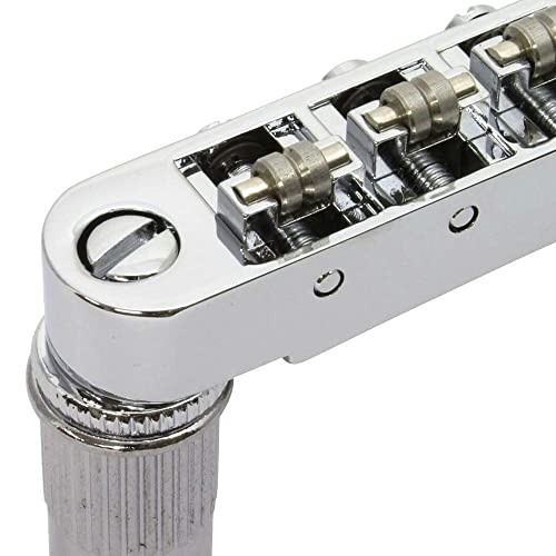 Guitar Tune-O-Matic Roller Saddle Bridge for Gibson EPI Les Paul LP SG Style 6 String Electric Guitar Replacement Part Chrome/Black (Chrome)