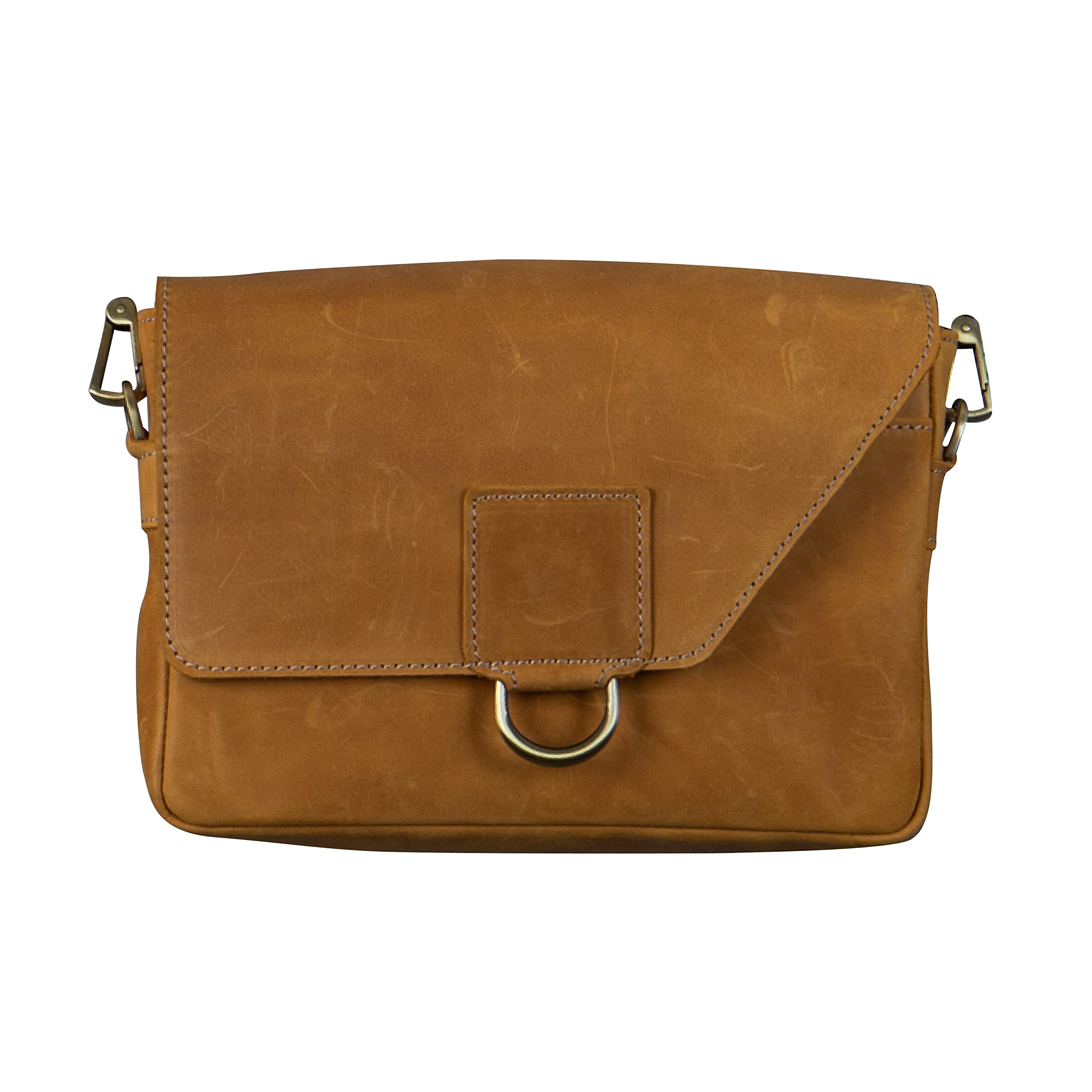 Handmade Crazy Horse Leather Crossbody Shoulder Bag For Women Messenger Leather Bag Tablet/Ipad Vintage Design (Light Brown)