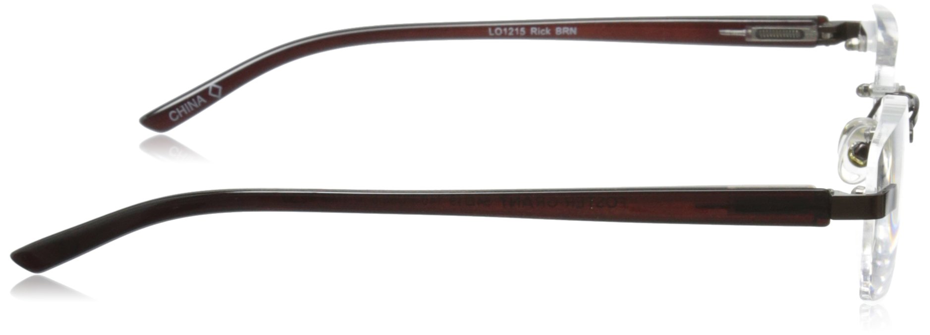 Foster Grant Rick Reading Glasses, Brown/Transparent, 59 mm