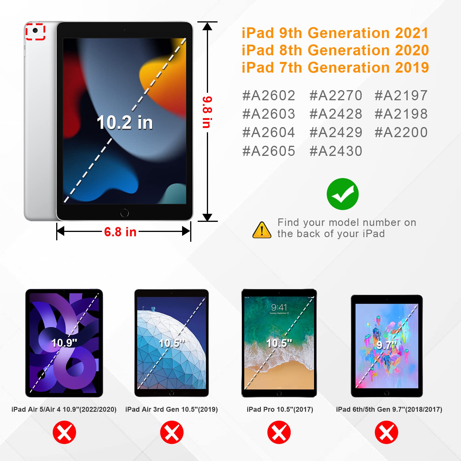 Fintie Hybrid Slim Case for iPad 9th / 8th / 7th Generation (2021/2020 / 2019) 10.2 Inch - [Built-in Pencil Holder] Shockproof Cover with Clear Transparent Back Shell, Don't Touch