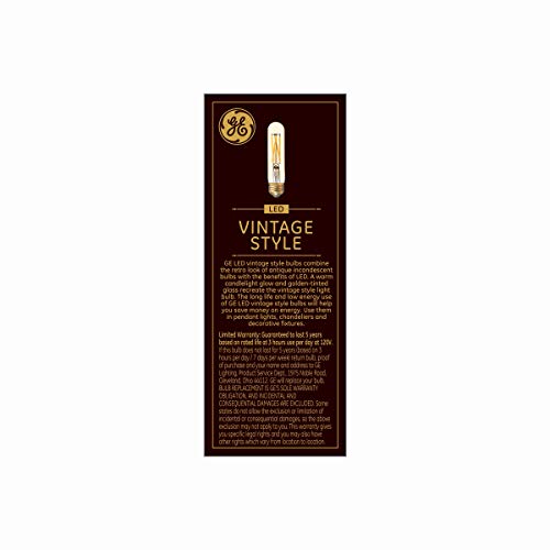 GE Lighting VintaStyle LED Tube Light Bulb, 6 Watts (60 Watt Equivalent) Warm Candle Light, Amber Glass, Medium Base, Dimmable (1 Pack)