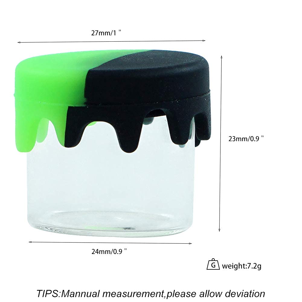 glass concentrate containers 6ml with silicone lids Non Stick glass wax container for Oil, Lip Balm,Cosmetic, Lotion, Cream, Eye shadow, (Color mixing) (100pcs)