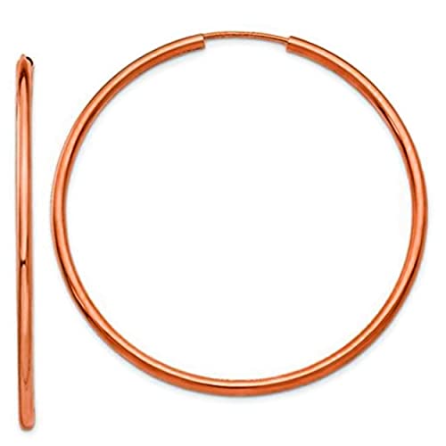 Galaxy Gold GG 14k Solid Rose Gold Endless Loop Hoop Timeless Earrings 2 mm Gauge/Thickness Available in Multiple Diameters - Segment Septum Lip Nose Round Hoop Tragus Helix Cartilage (1.00)