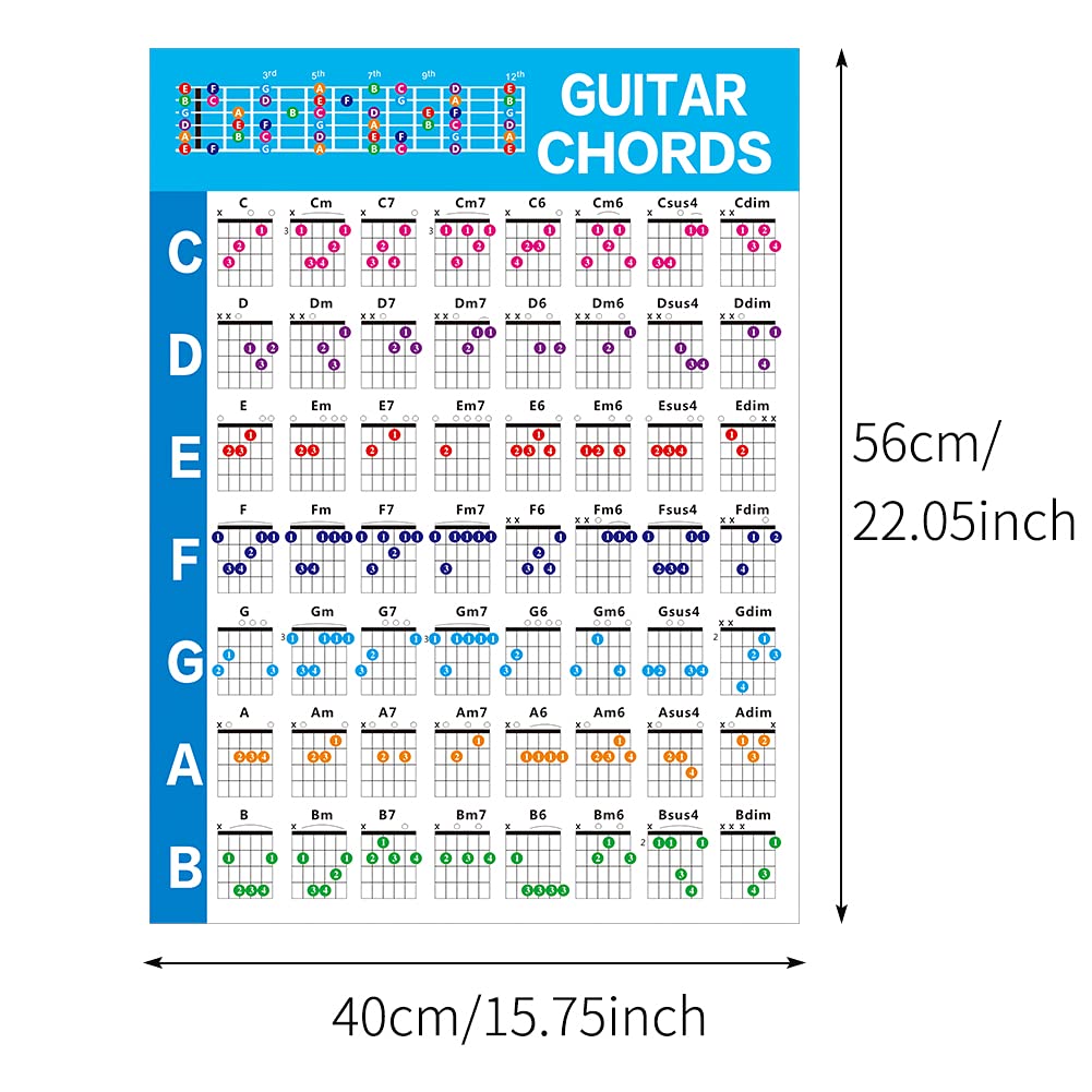 GEZICHTA Guitar Chords Post-er Guitar Chord Chart Post-er Guitar Chord Chart Learn to Play Guitar and Music Theory, for Anyone Learning or Teaching The Guitar(Size:S)