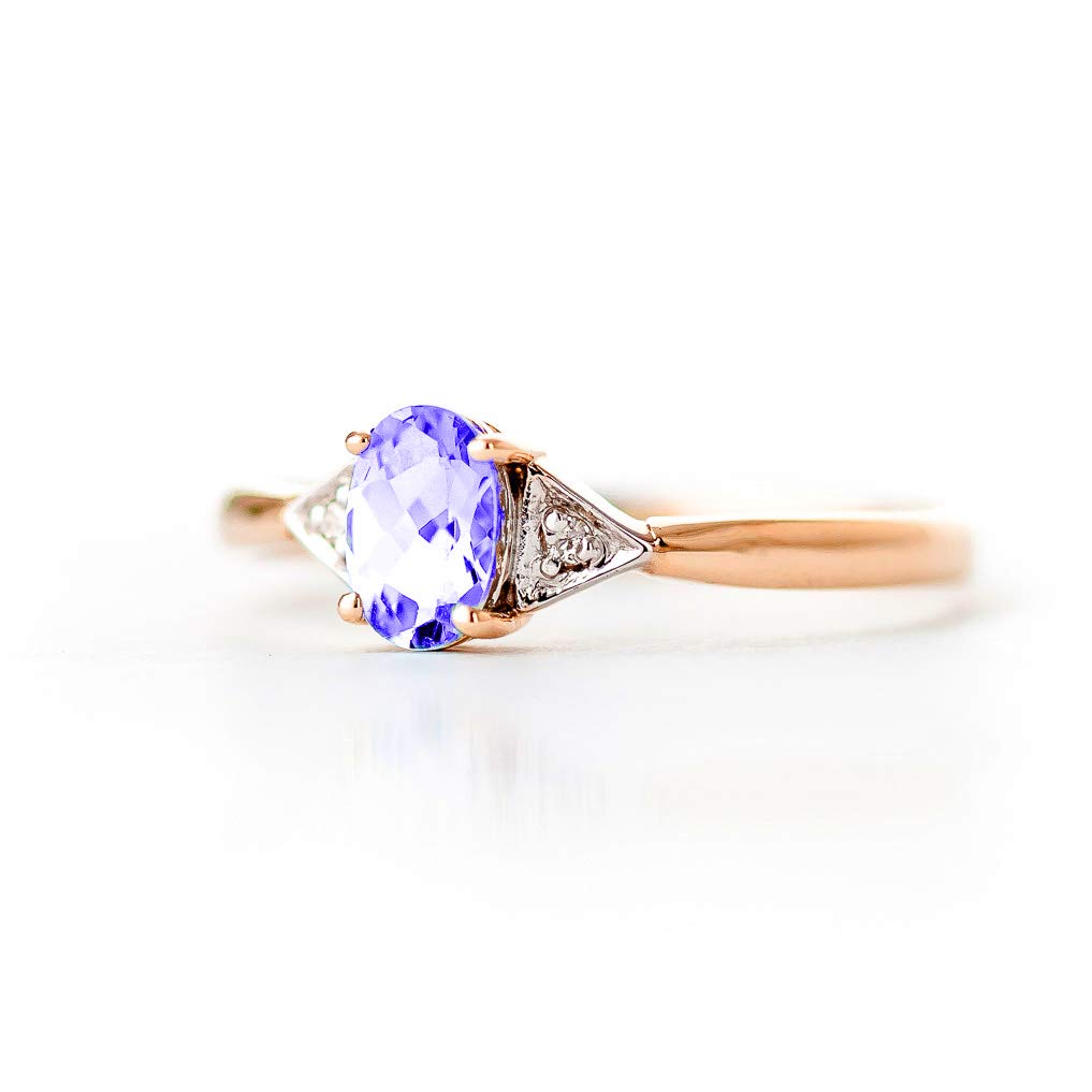 Galaxy Gold GG 14k Solid Rose Gold Ring with Diamonds and Tanzanite - Size 10.0