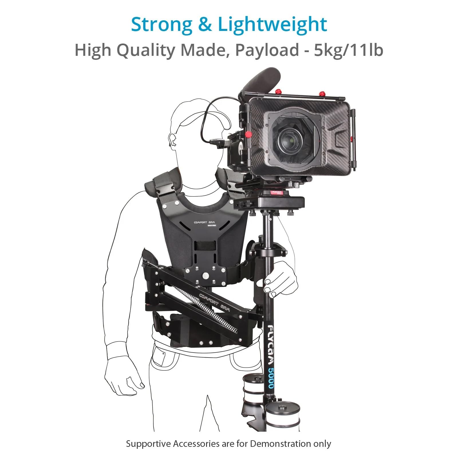 FLYCAM Comfort Stabilizing Arm & Vest for Flycam 5000/3000/DSLR Nano Handheld Camera Video Steadycam Stabilizer up to 5kg | Stabilization Body Mount System for camcorders Stabilization (CMFT-AV)
