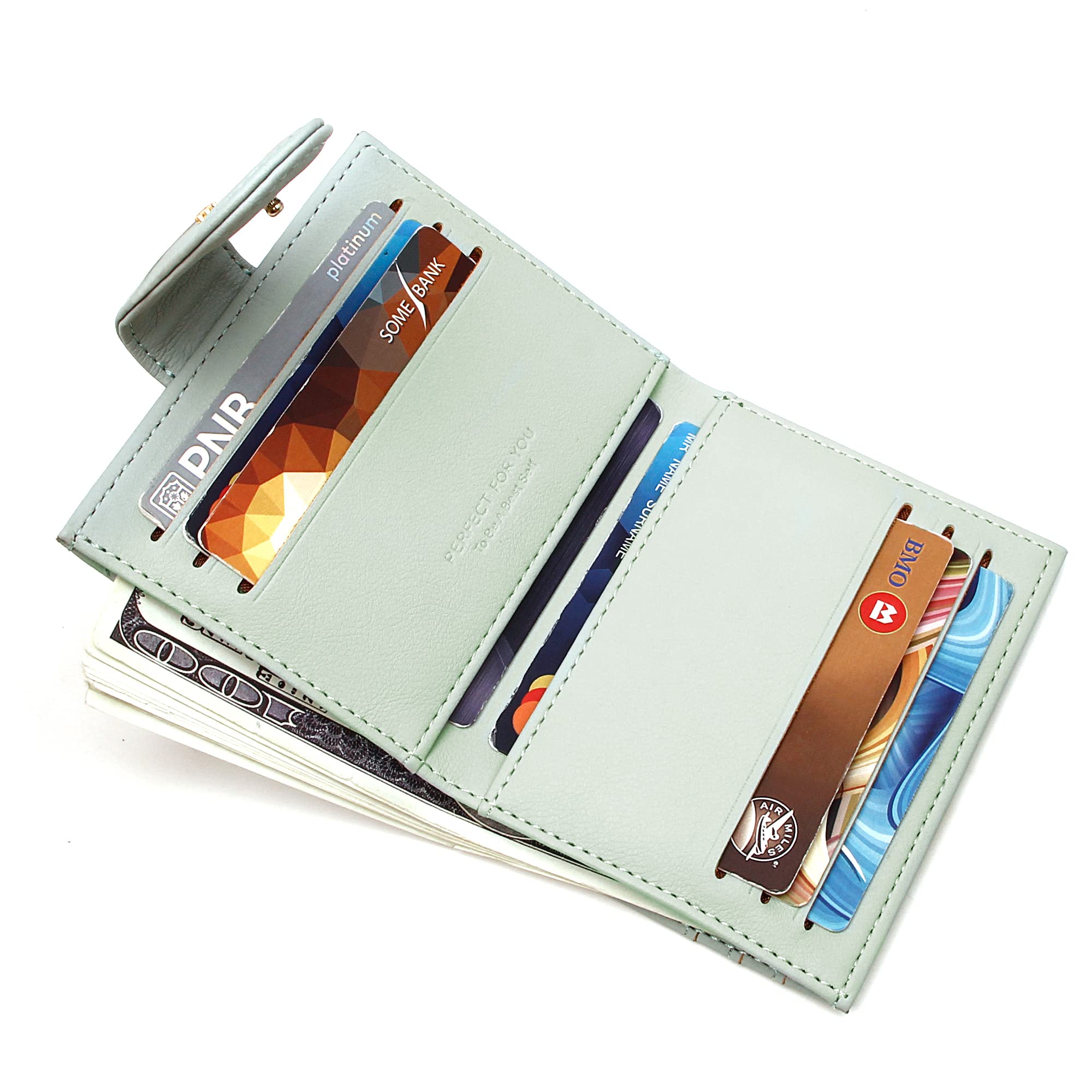 GEEAD Small Wallets for Women Slim Bifold Credit Card Holder Minimalist Zipper Coin Pocket