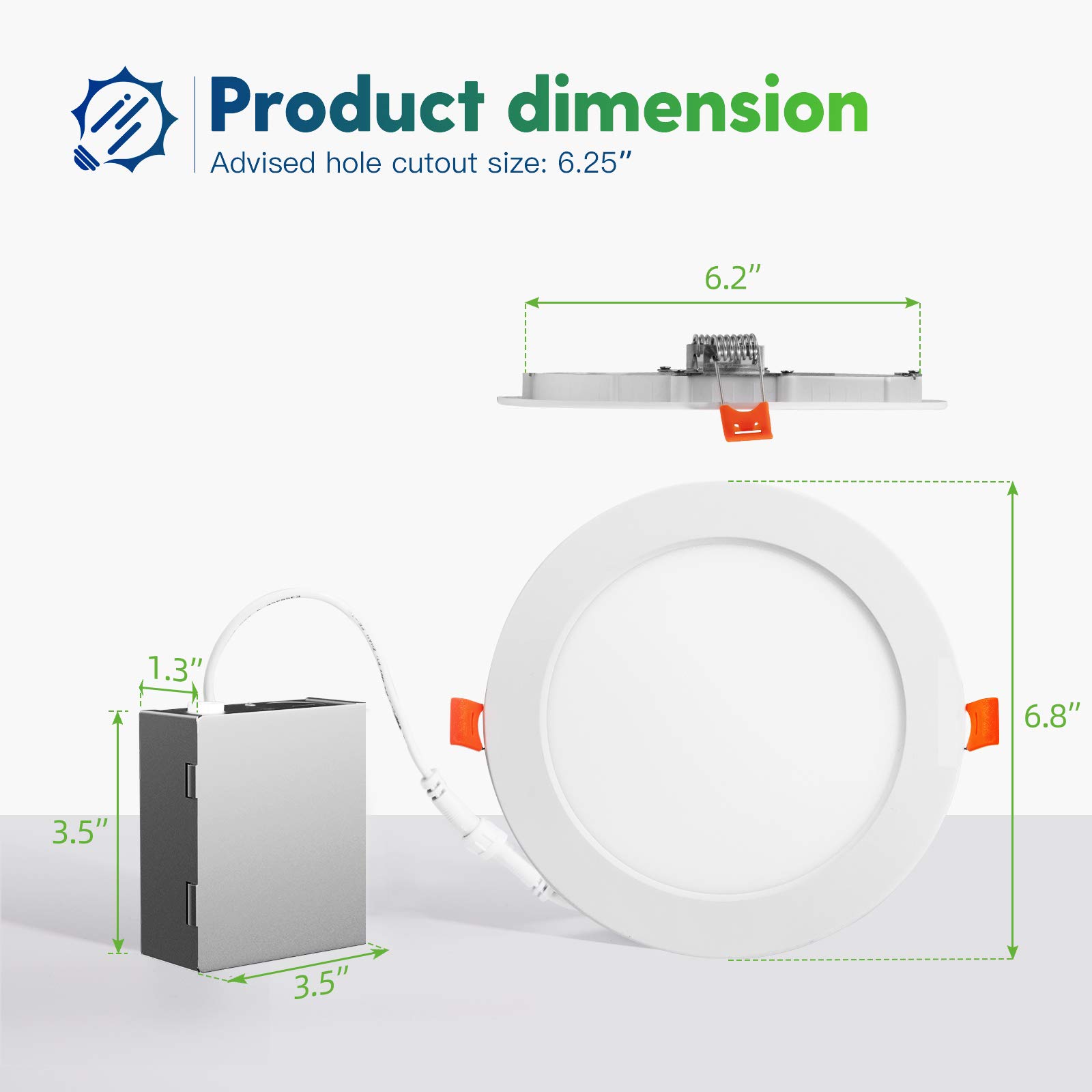 FREELICHT 12 Pack 6 Inch Ultra-Thin LED Recessed Ceiling Light with Junction Box, 12W Eqv 110W, 4000K Cool White Dimmable Can-Killer Downlight, 850LM High Brightness - ETL
