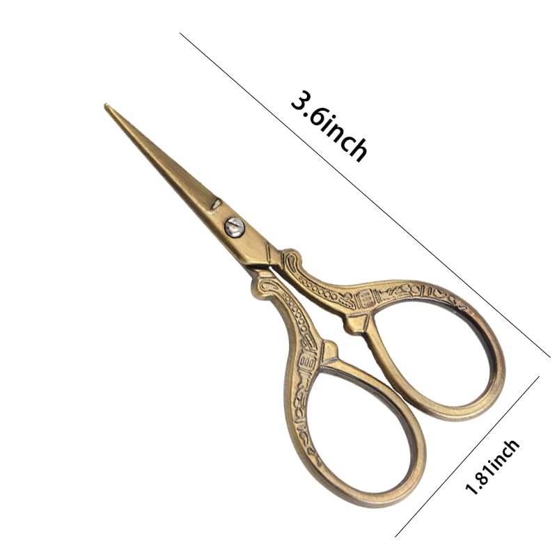 GAIFONGRE 3.5 inch Sewing Embroidery Scissors, Straight Sharp Stainless Steel Sharp Scissors with leather sheath cover,DIY tools for Threading Needlework Dressmaker Artwork Everyday Use (Bronze)