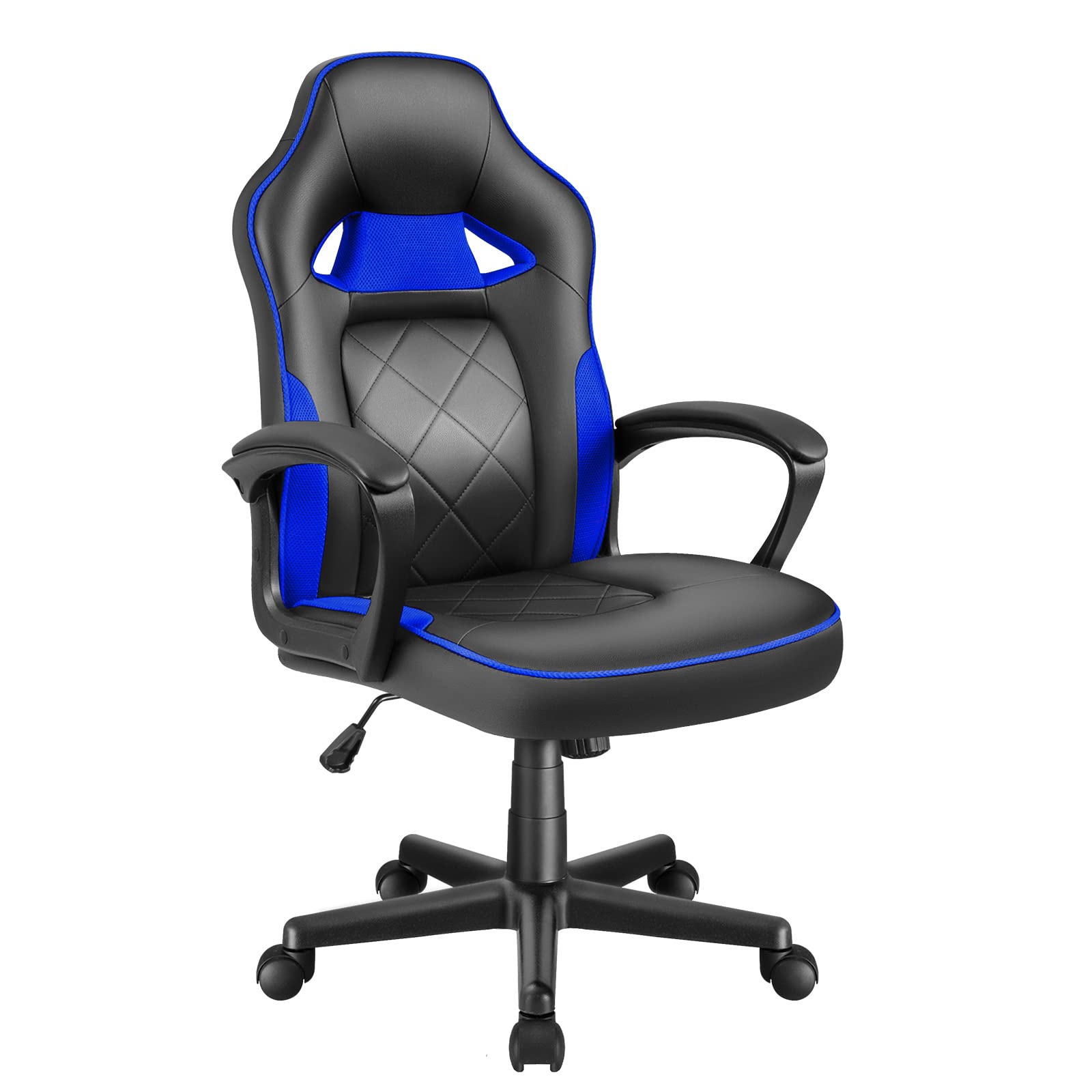 Furmax Gaming Chair PC Computer Desk Chair Comfortable Office Chair Racing Style PU Leather Executive Chair with Lumbar and Back Support, Swivel Task Chair (Black)