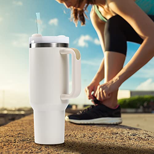 Replacement Straw for 40 oz Stanley Tumbler with Handle, 10 Pack Extra Long Straight Reusable Clear Straws with 2 Cleaning Brushes for Stanley Adventure Quencher Travel Cup Water Bottle Accessories