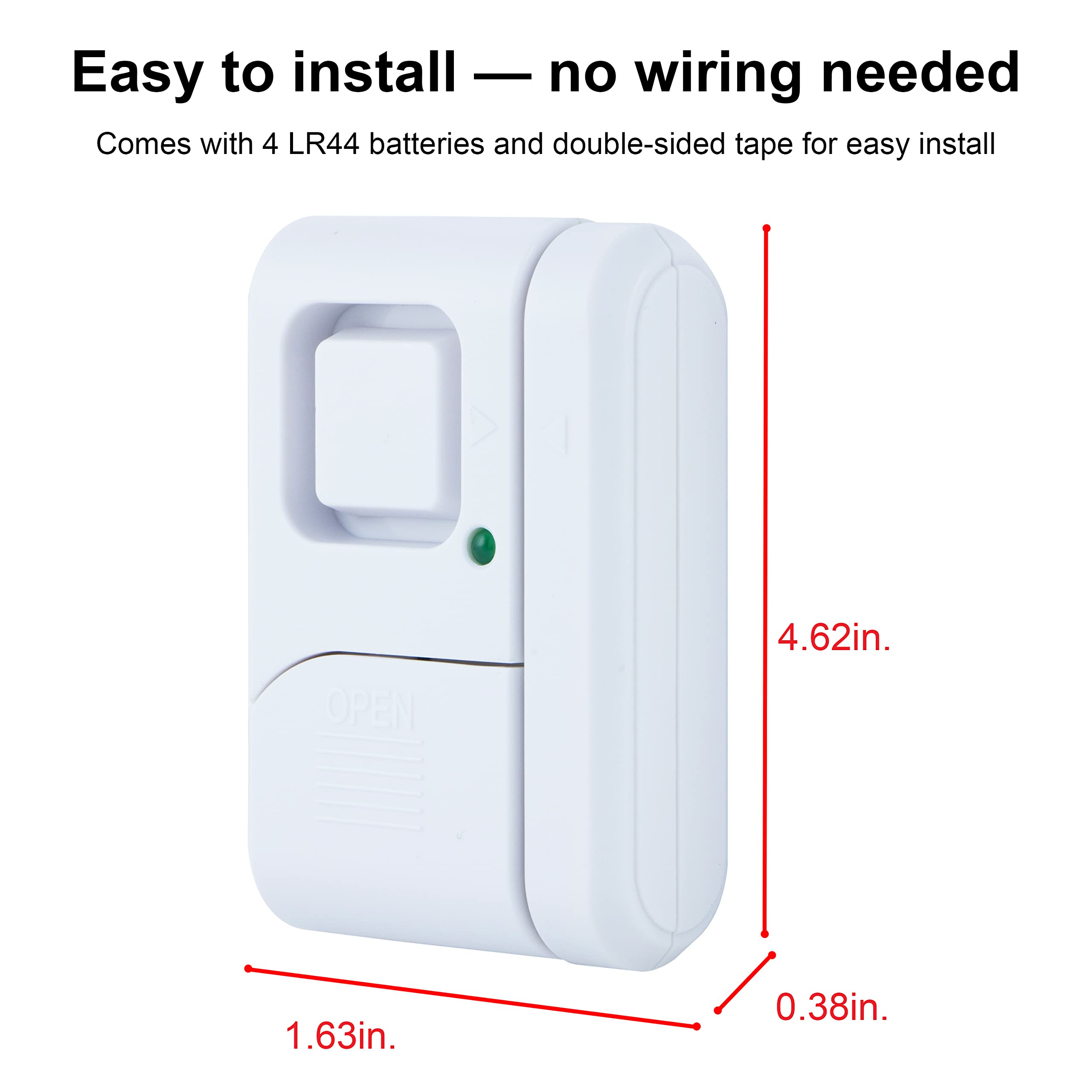 GE Personal Security Window and Door Alarm, 1 Pack, DIY Protection, Burglar Alert, Wireless Chime/Alarm, Easy Installation, Home Security, Ideal for Home, Garage, Apartment and More,White, 56789
