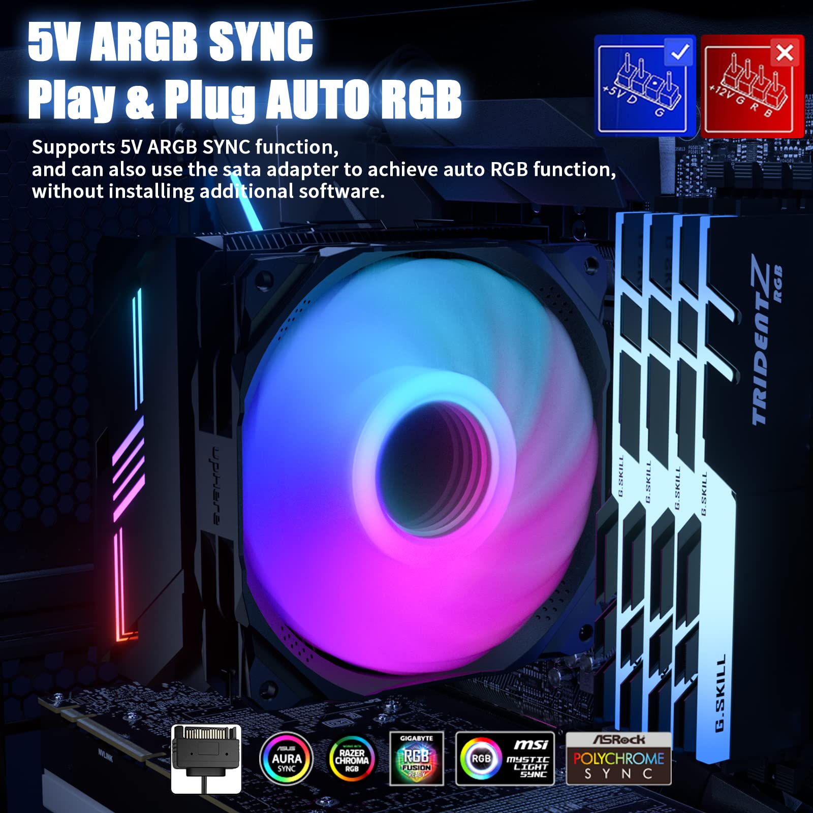 novonest CPU Air Cooler,6 Heat Pipes Fully Pressed Copper Flat Base,PWM 120mm Processor 230W TDP Black Cooler,5V ARGB Light Sync/Auto RGB,Intel LGA 1700/2011/2066, AMD AM5/AM4/AM3/AM2,C6C