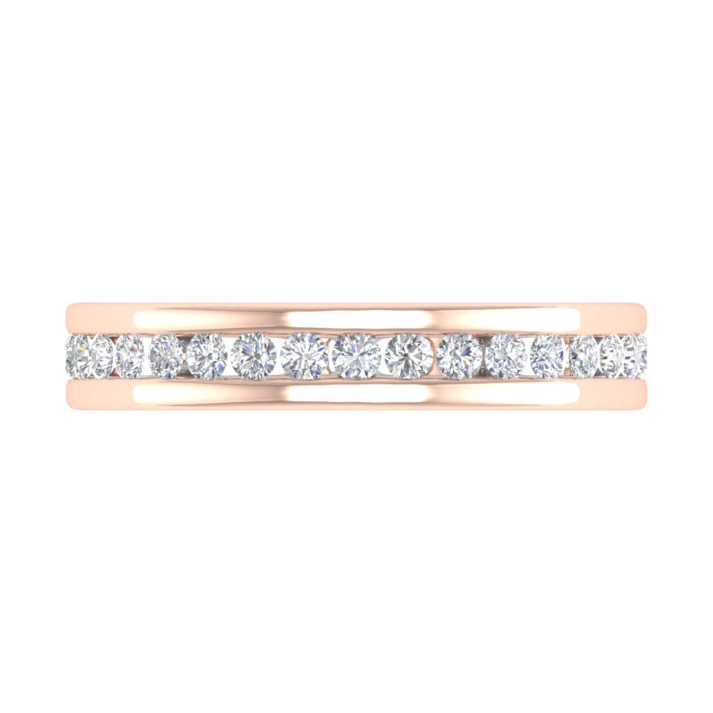 FINEROCK 1/2 Carat Channel Set Diamond Wedding Eternity Ring Band in 14K Rose Gold (Ring Size 5.5)
