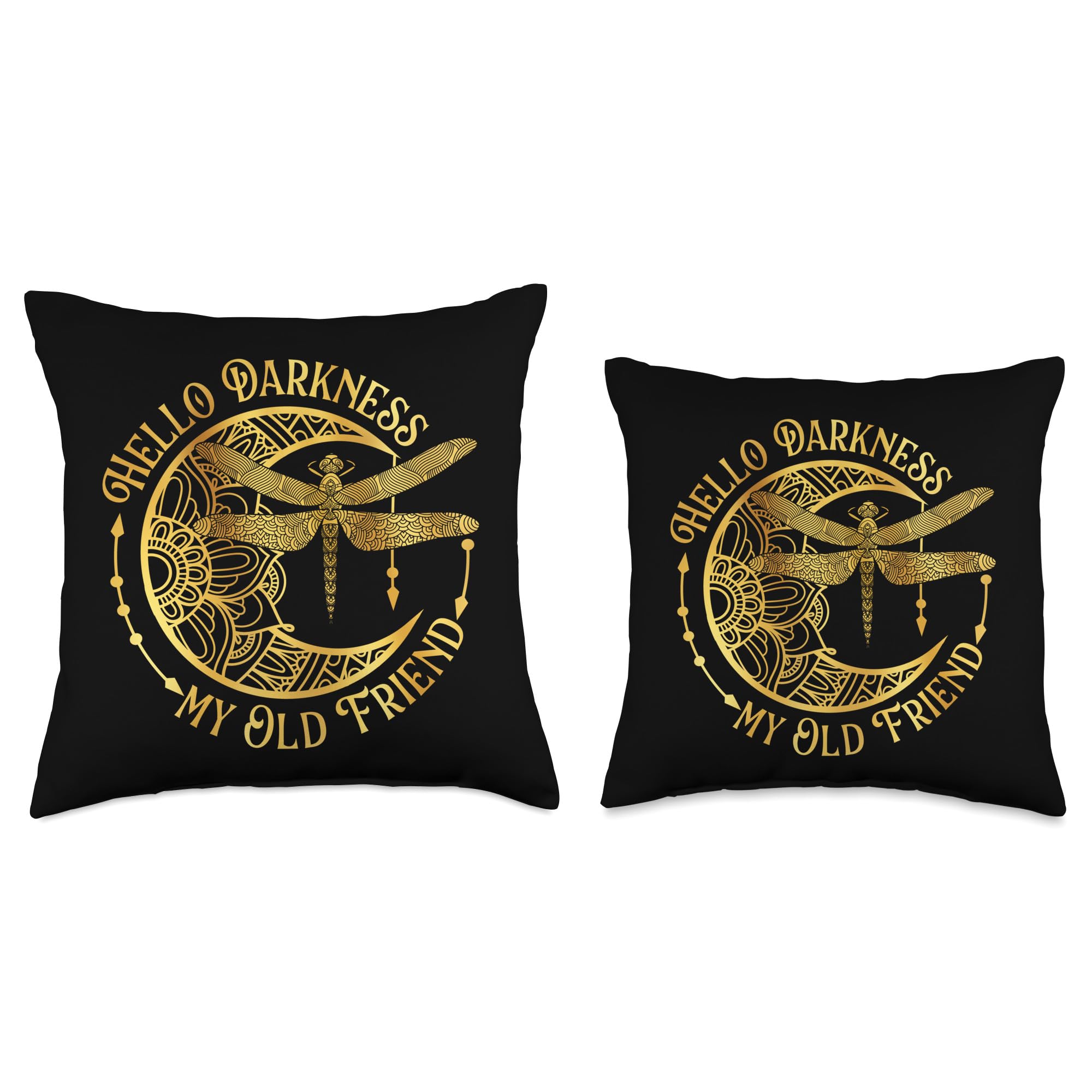Funny Dragonfly Shirts Hello Darkness My Old Friend-Dragonfly Lover Insects Moon Throw Pillow, 16x16, Multicolor