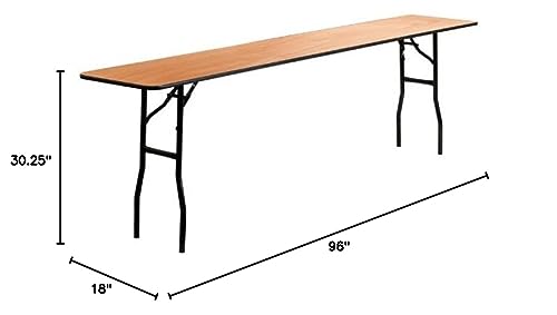 Flash Furniture Gael 8' Wood Folding Training and Event Table, Rectangular Folding Training Table with Smooth Clear Coated Finished Top, Natural