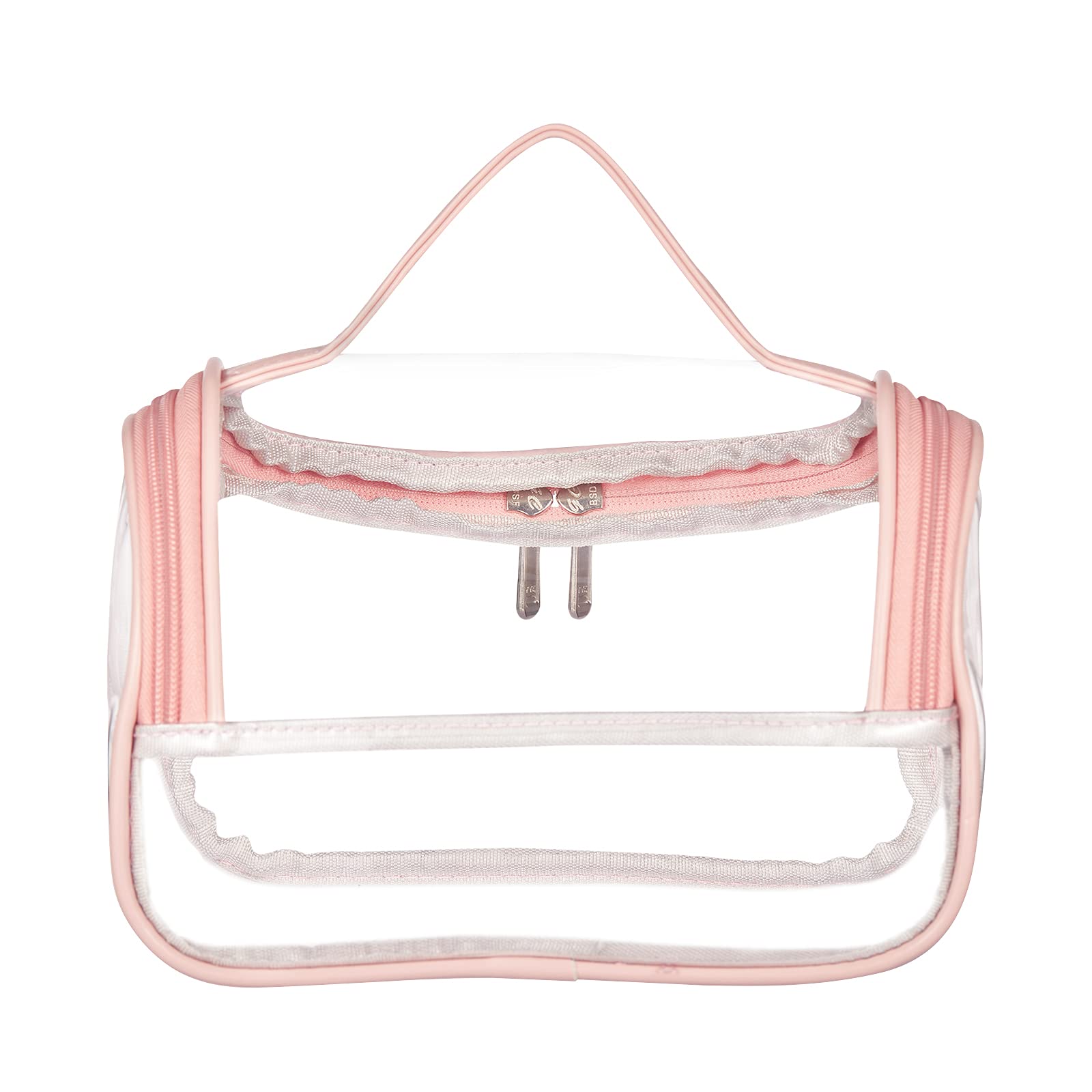 HAOGUAGUA Heavy Duty Clear Cosmetic Bag Waterproof Transparent Travel Makeup Toiletry Organizer Bag (Pink)