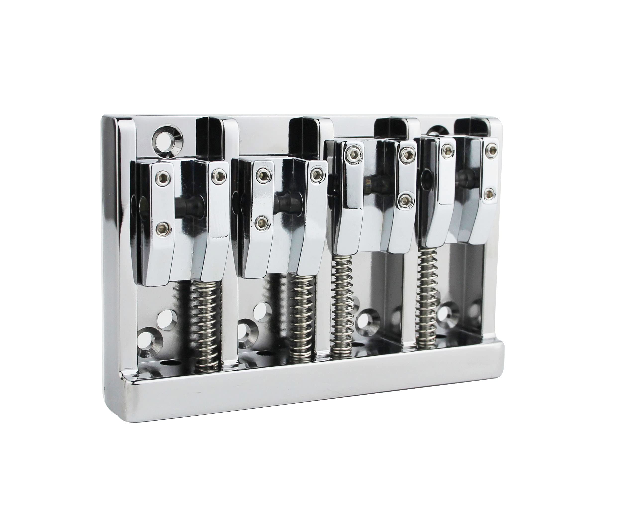 Guyker Guitar Bass Bridge - 4-String A-Style Bass Bridge .656" .687" .718" .750" .787".687" String Spacing Adjustment, Chrome