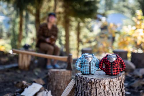Puffin - The Lumber Jack Beverage Flannel, Insulated Can Cooler, Crater Blue