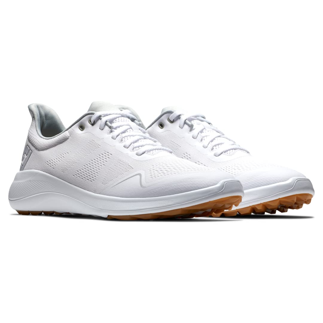 FootJoy mens Fj Flex Golf Shoe, White/White/Tan, 11.5 US