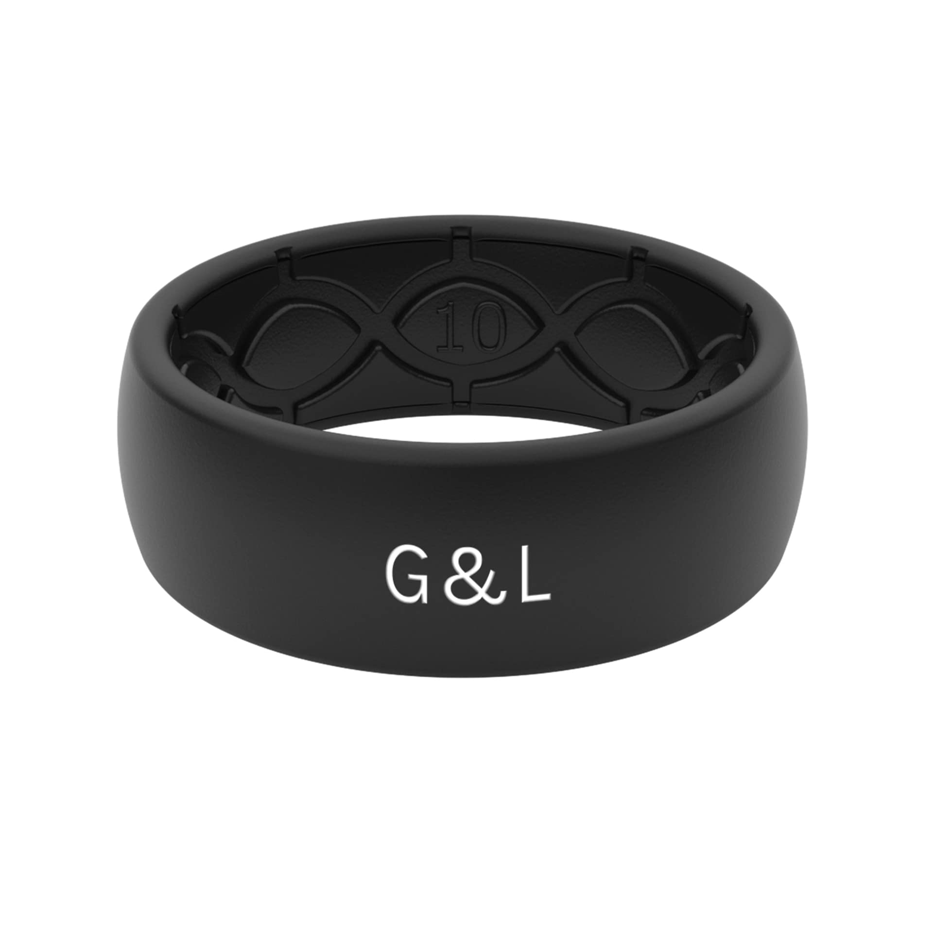 Groove Life Custom Text Black Silicone Ring Breathable Rubber Wedding Rings for Men, Lifetime Coverage, Unique Design, Comfort Fit Ring - Size 9