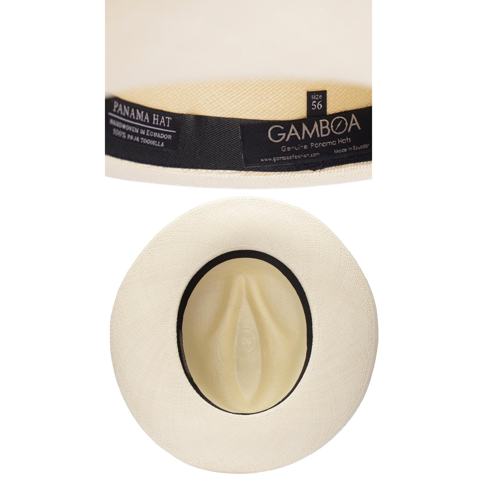 Gamboa Sun Protection UV UPF50+ Panama Hat for Men Original and Handmade Straw Fedora Hat Sombrero de Hombre para Sol Natural