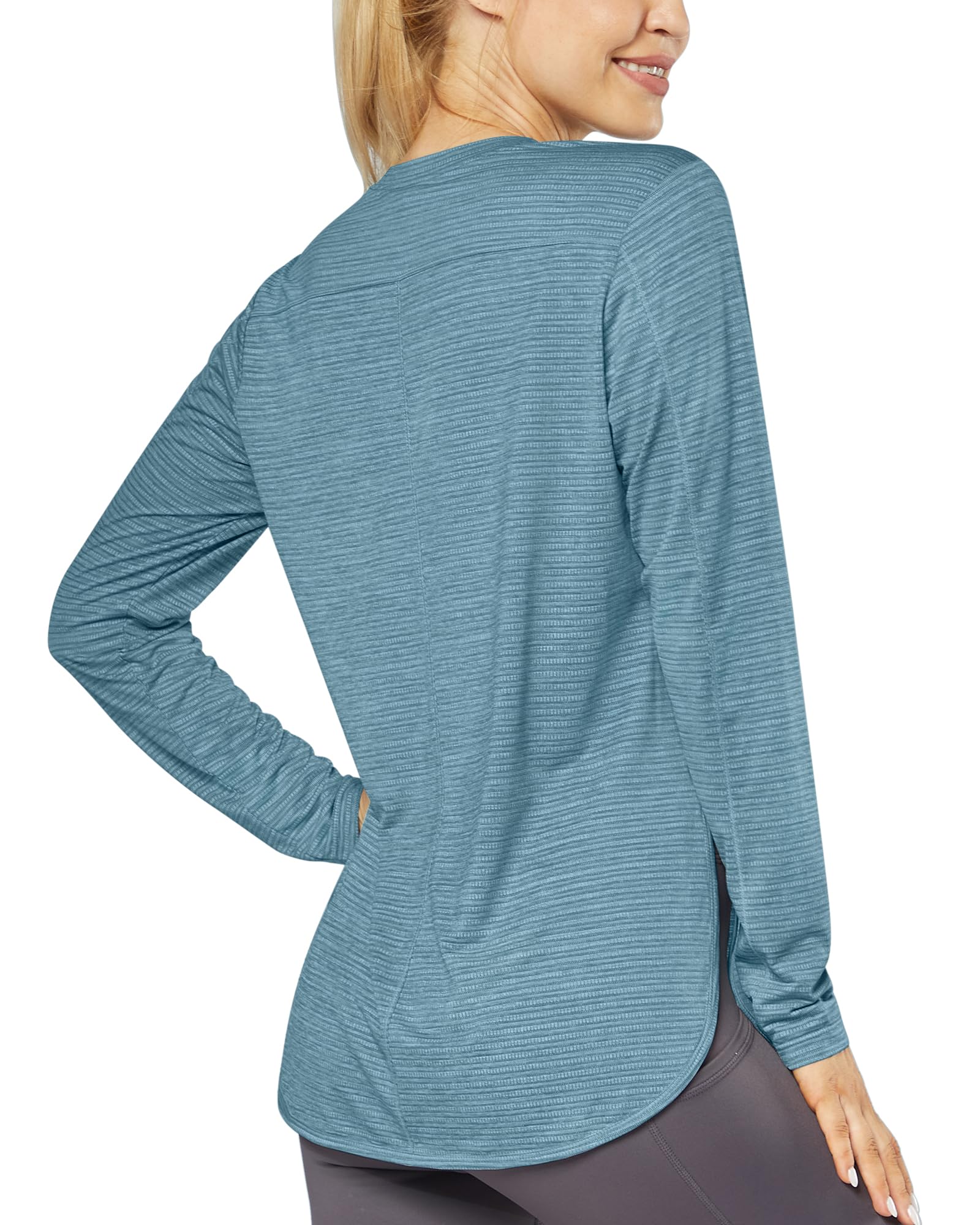 G4Free Women's Long Sleeve Shirts UPF 50+ Sun Protection SPF Quick Dry T-Shirt Hiking Shirts(Peacock Blue,L)