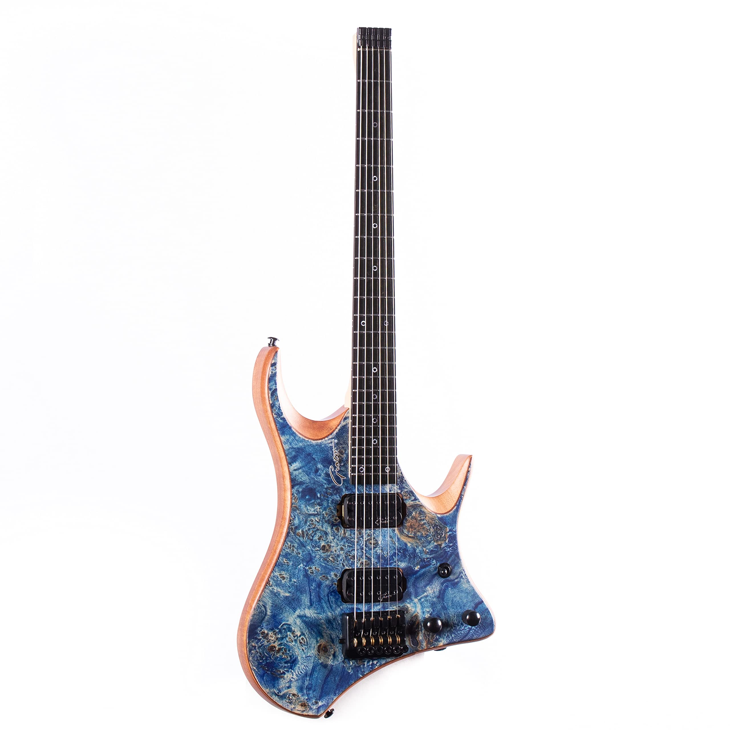 Grote Headless 6 Strings Electric Guitar Mahogany Body with Gigbag GRHL-2 (Blue)