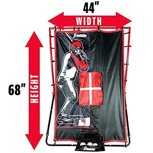 Franklin Sports Unisex Youth Return Franklin Sports Baseball Pitching Target and Rebounder Net 2 in 1 Pitch Trainer Pitchback Net , Red, 68 x 44 US