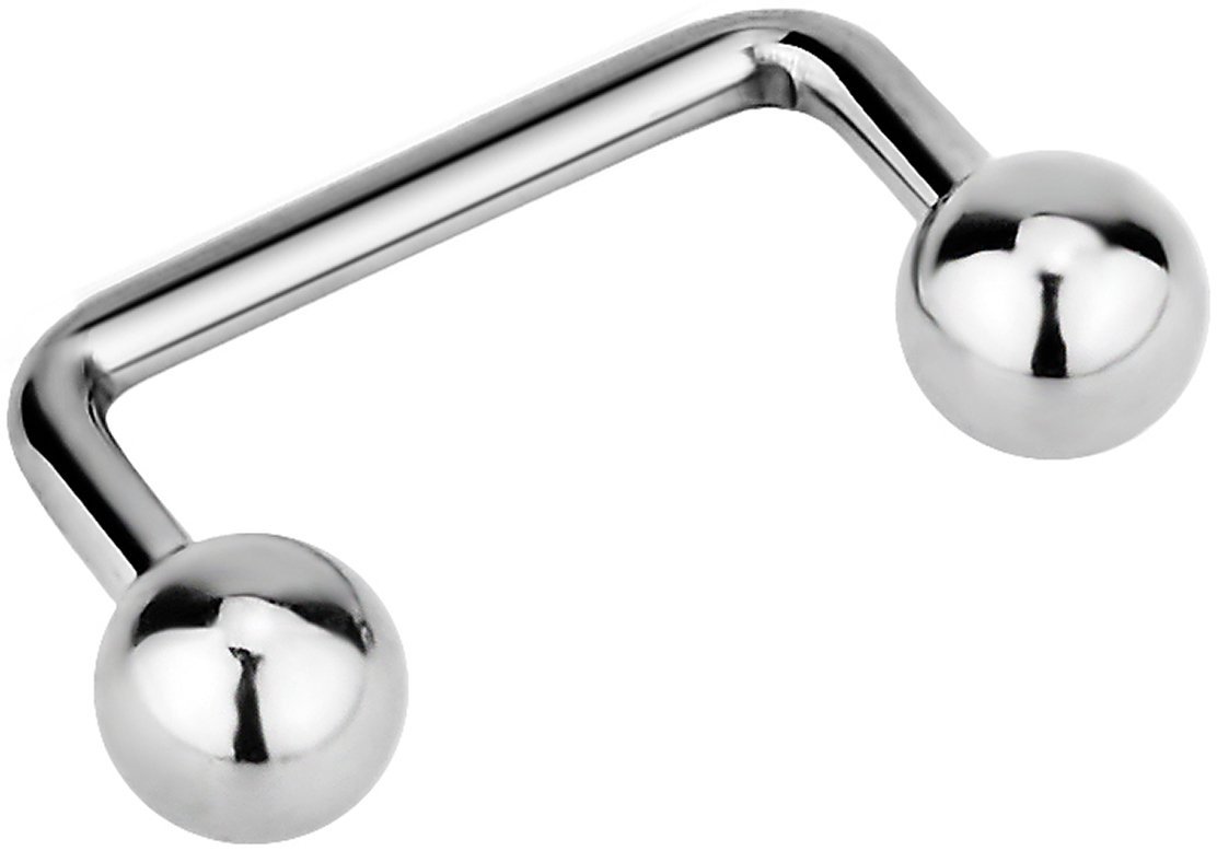 Forbidden Body Jewelry 14G 12mm Surgical Steel Double Ball Basic Staple Surface Piercing Barbell, 4mm Balls, 2mm Rise