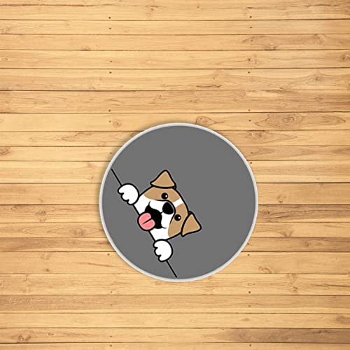 Fun Cup mat Circle Made by MDF Print Tongue Out Dog
