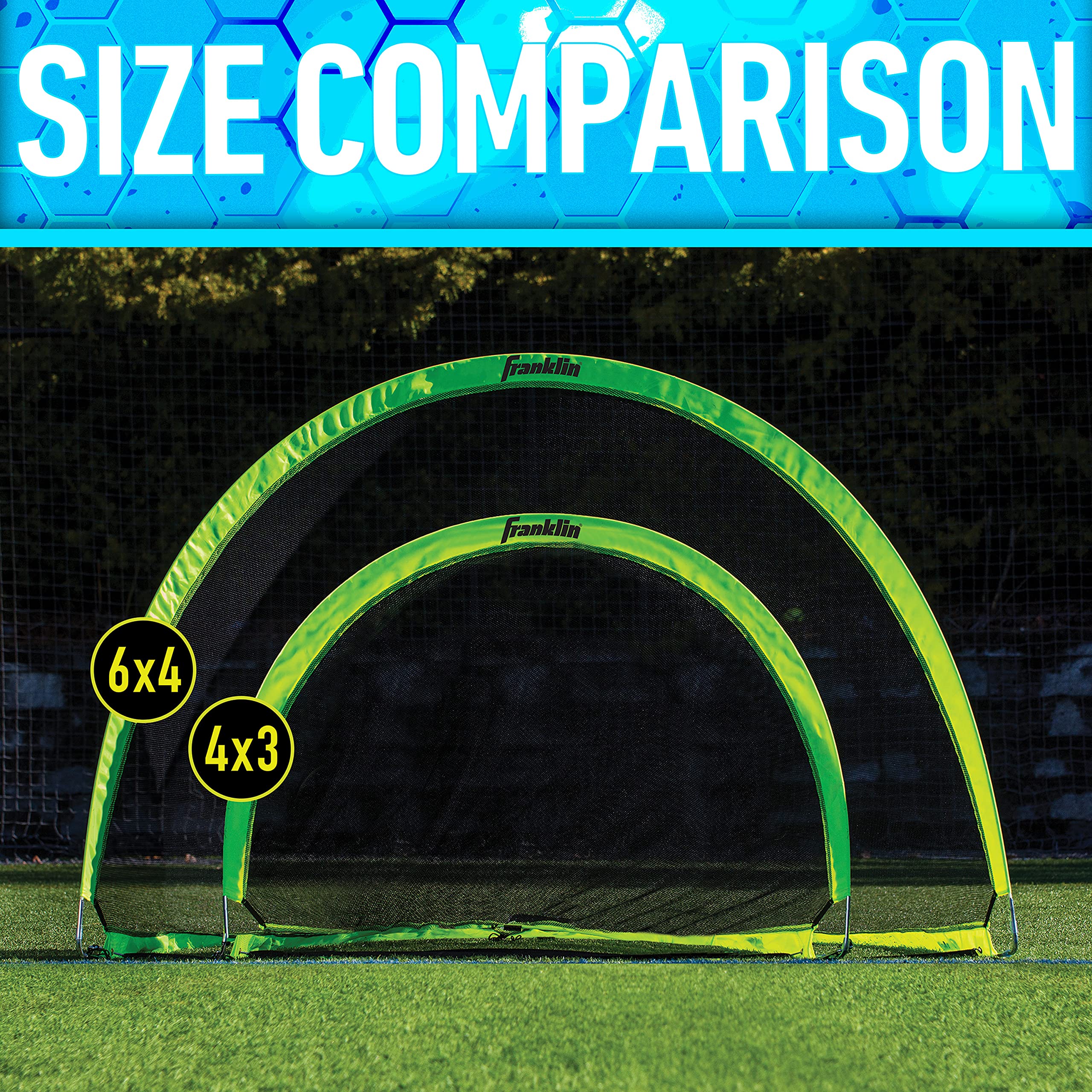 Franklin Sports Pop-Up Dome Shaped Goals-6' x 4' (2 Pack), Yellow, Large (2 Goals)