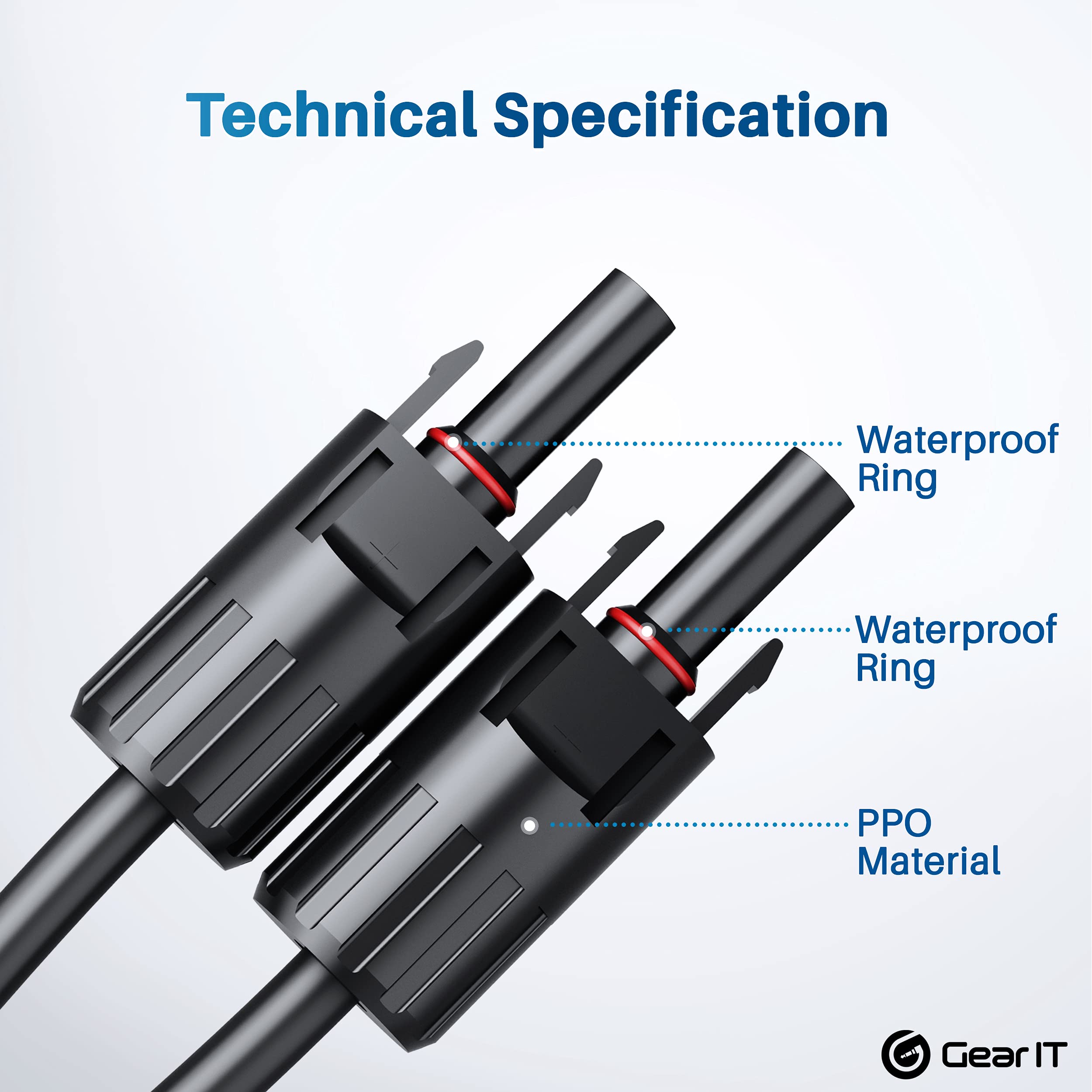 GearIT 12AWG Solar Extension & Y Multi Branch Adapter