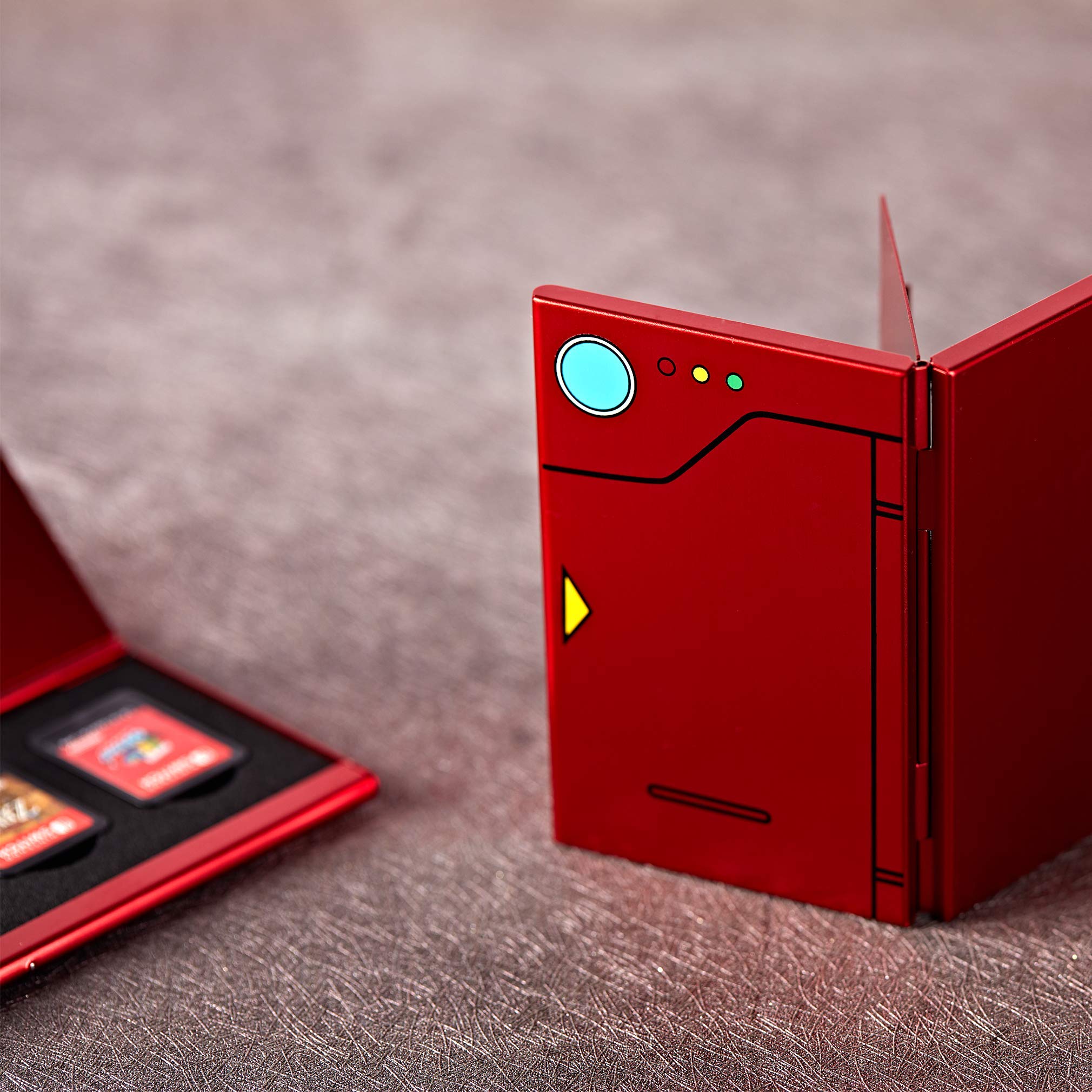 FUNLAB Switch Game Case Compatible with Nintendo Switch(OLED/Lite) Games Holder,Metal Switch Game Card Case with 6 game storage β Red