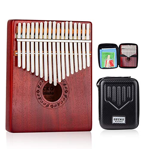 GECKO Kalimba 17 Keys Wide key Thumb Piano builts-in EVA high-Performance Protective Box, Tuning Hammer and Study Instruction.K17MA