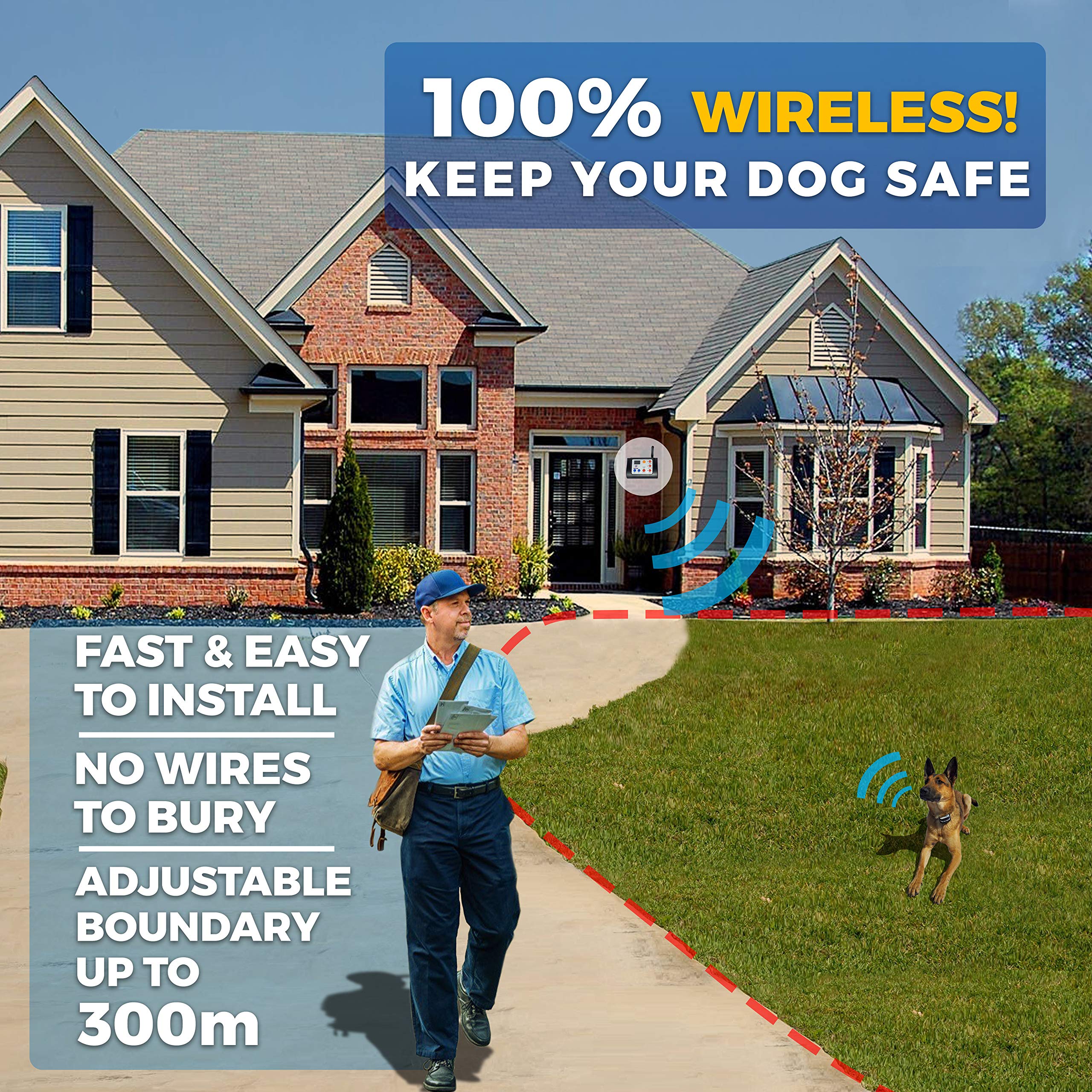 Freedom Distribution Enterprises Upgraded Wireless 2-in-1 Dog Fence and Training System for Two Dogs, Dog Training, Wireless Pet Containment System, Two Collar Wireless Dog Fence