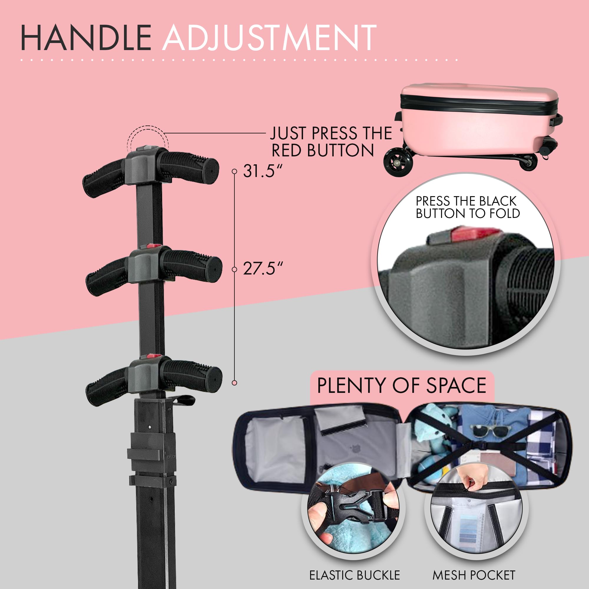 FLYBY X Updated Scooter Luggage For Kids, Multifunctional Detachable & Foldable Scooter Suitcase For Kids Ages 4-15 (Carry-On Ride on Suitcase Scooter Airline Approved)