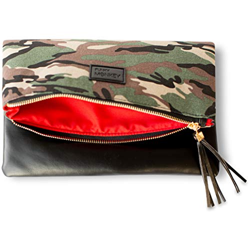 Funky Monkey Fashion Buffalo Check Wristlet Wallet Clutch Red & Black, Foldover Style