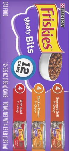 Friskies Wet Cat Food, Meaty Bites, 3-Flavor Variety Pack, 5.5-Ounce Can, Pack Of 12