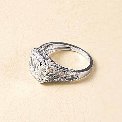 GSBSCSM Personalized Monogram Ring Initial Name Promise Ring Custom Wedding Band Engagement Ring Couple Ring Mother's Day Ring Gifts.